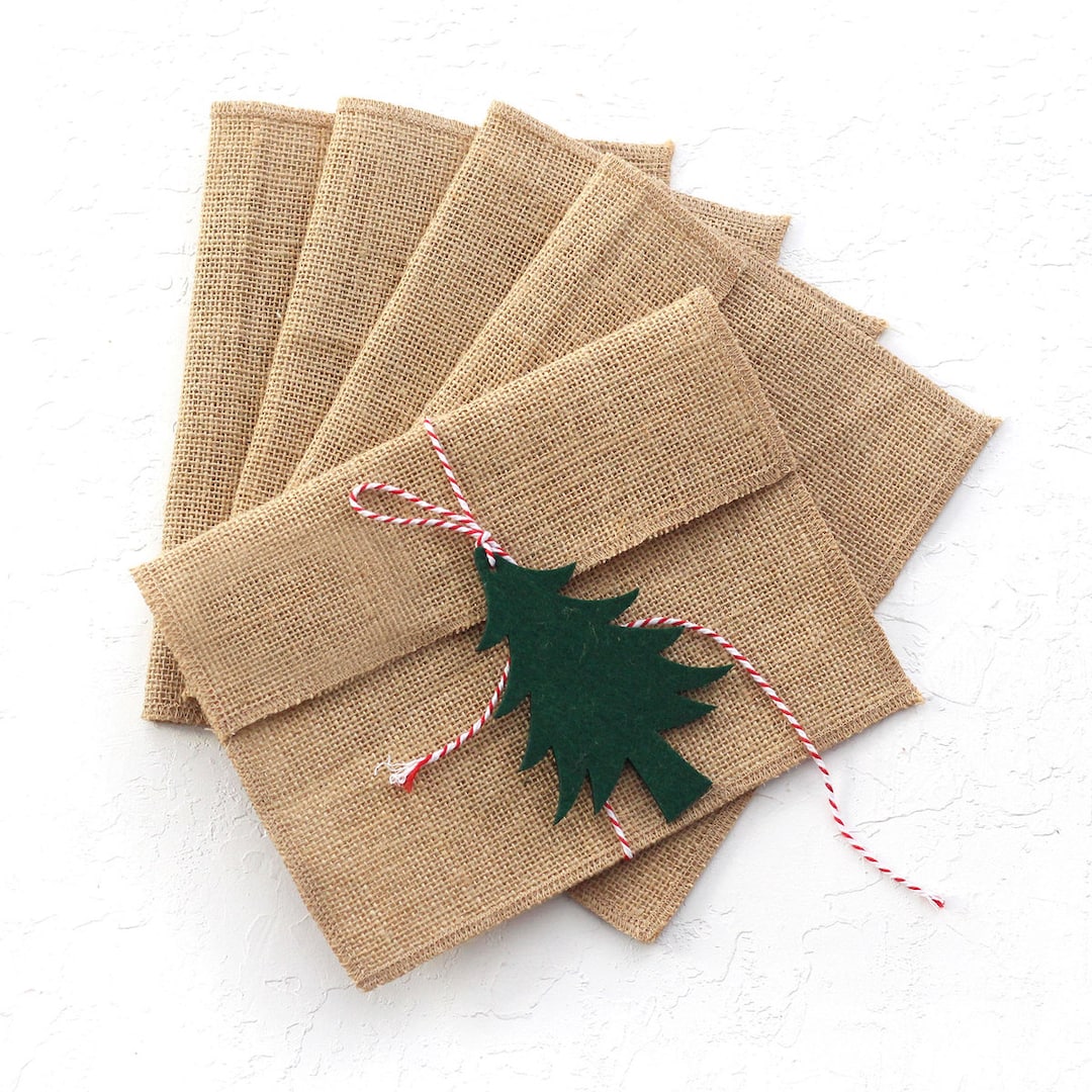 Jute Envelope With Felt Motifs 14x19 Cm, Green Pine 2 Pcs - Etsy