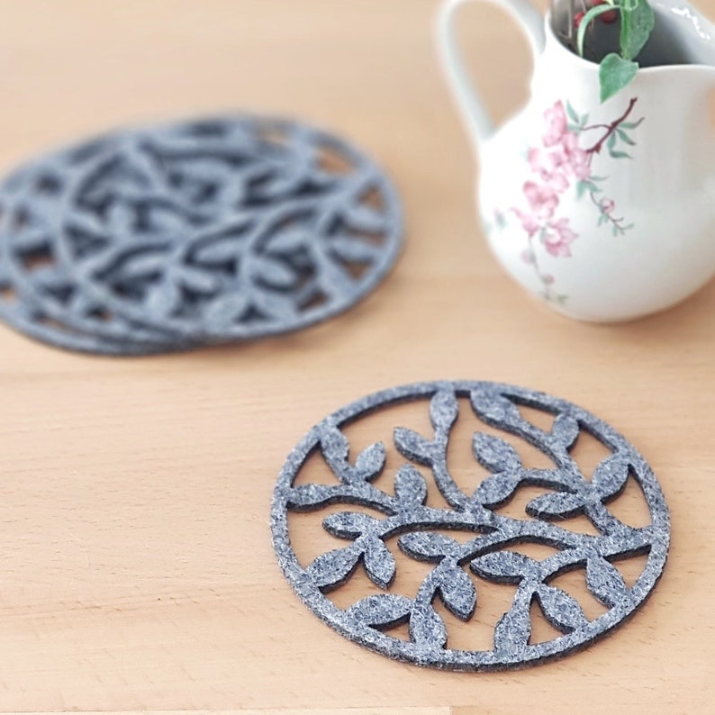 4 Pcs Gray Round Felt Coasters 11 Cm 4.33 Inch for Gift or | Etsy