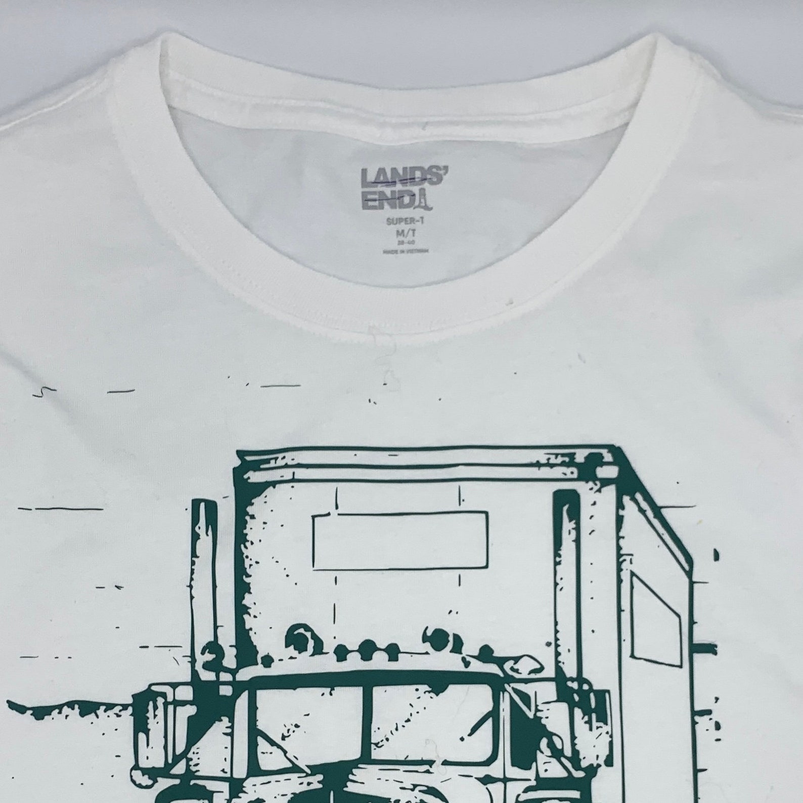 Handmade Retro Semi Truck Graphic on White Long Sleeve 100% Cotton T ...
