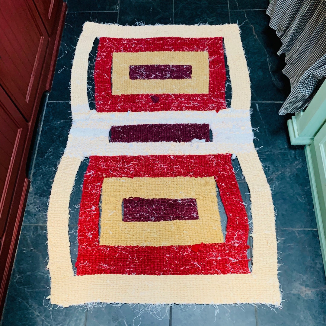 Original Handmade Woven, Twined Rag Rug. One of a Kind Boho Vibe - Etsy