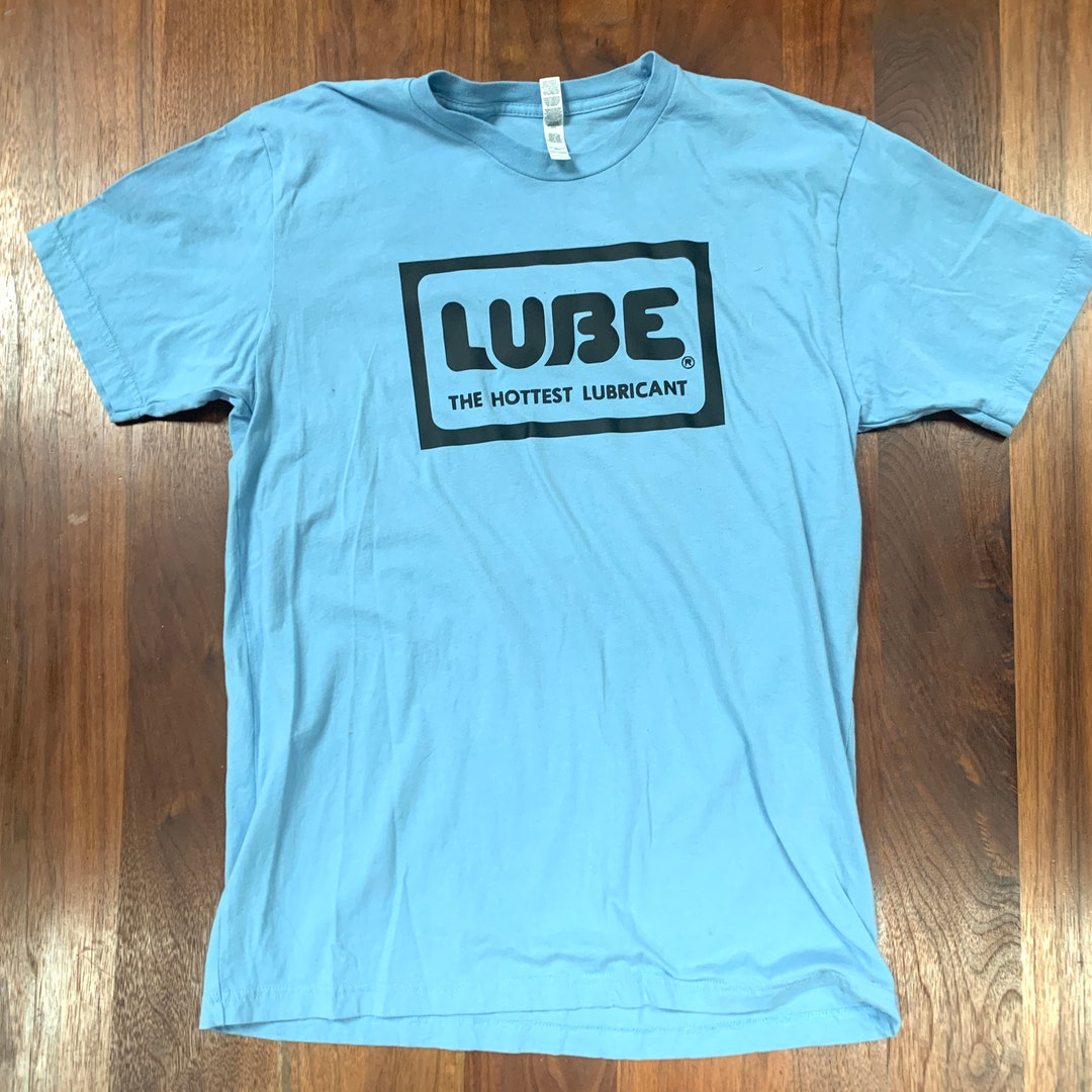 Handmade "lube - the Hottest Lubricant" Retro Graphic on Blue 100% ...