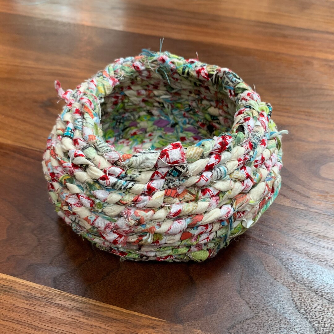 Rag Basket. Handmade 100% Cotton Rag Accent Baket/bowl - Etsy