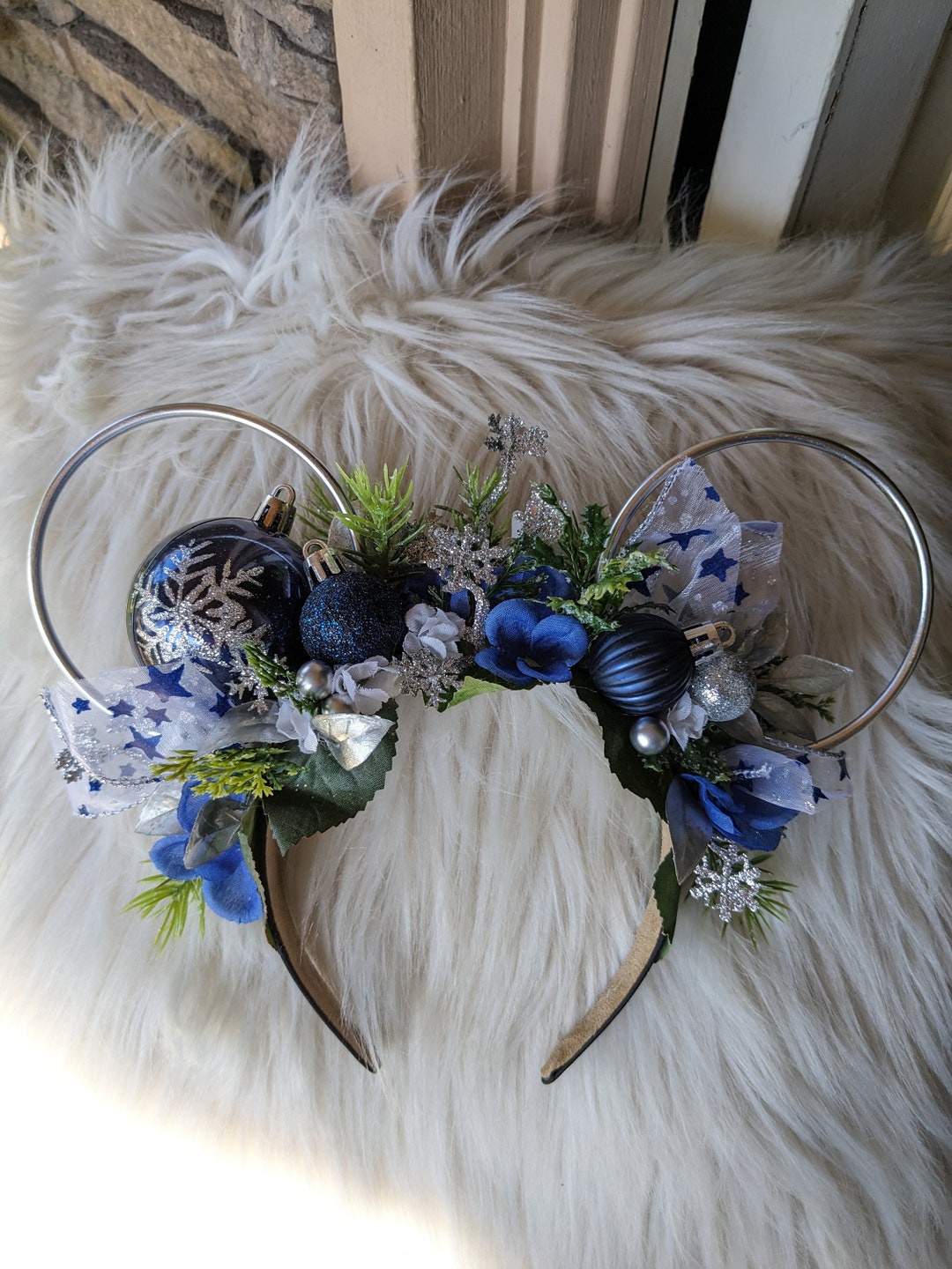 Christmas Disney Ears Inspired Floral Disney Ears Wire Ears Flower ...
