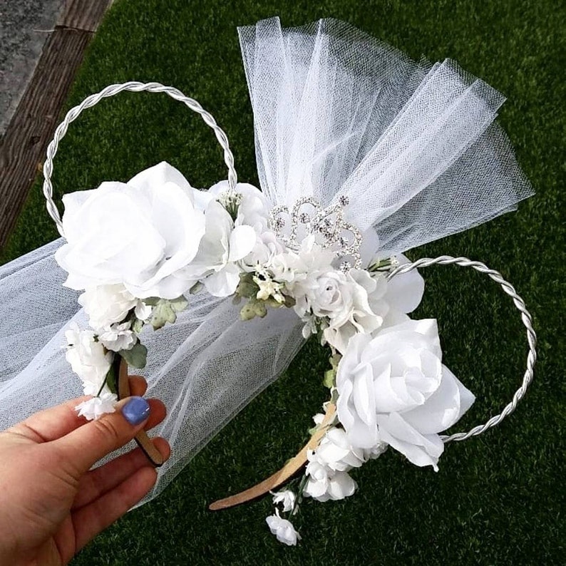 Bride / Wedding Disney Ears Inspired Floral Disney Ears Wire - Etsy