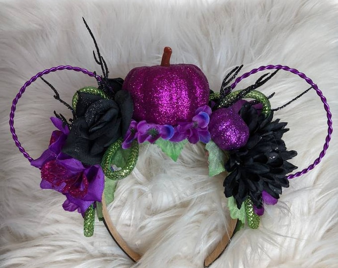 Halloween Pumpkin Disney Ears Inspired Floral Disney Ears Wire Ears ...