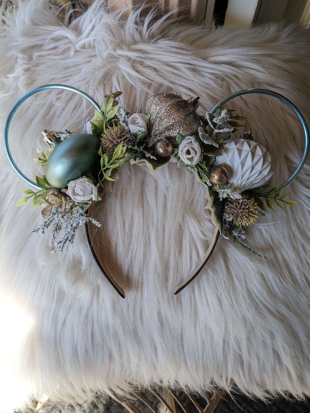 Christmas Disney Ears Inspired Floral Disney Ears Wire Ears Flower ...