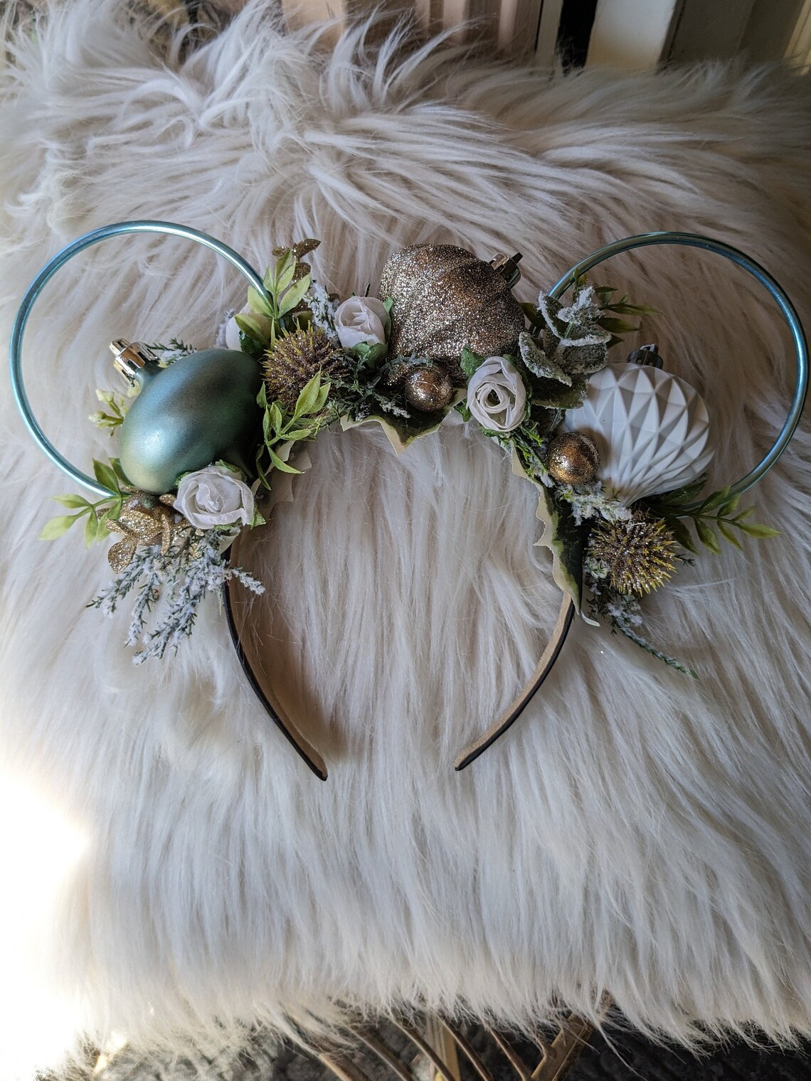Christmas Disney Ears Inspired Floral Disney Ears Wire Ears Flower ...