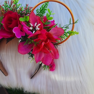 Princess, Pink, Disney Inspired Wire Ears Floral Flower Crown Minnie or ...