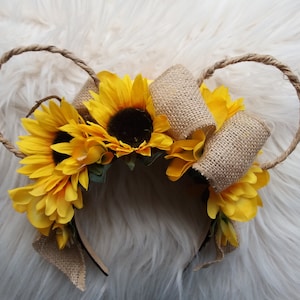 Sunflower Disney Ears, Disney Inspired Floral Disney Ears, Wire Ears ...