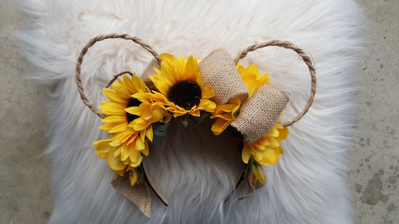 Sunflower Disney Ears Disney Inspired Floral Disney Ears | Etsy