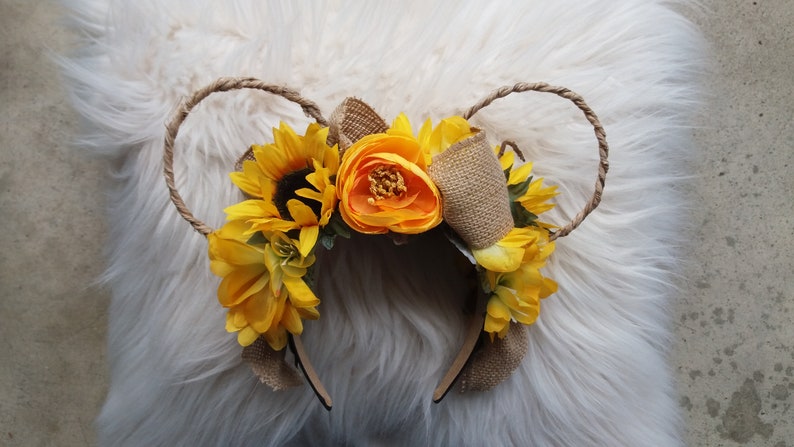 Sunflower Disney Ears Disney Inspired Floral Disney Ears - Etsy
