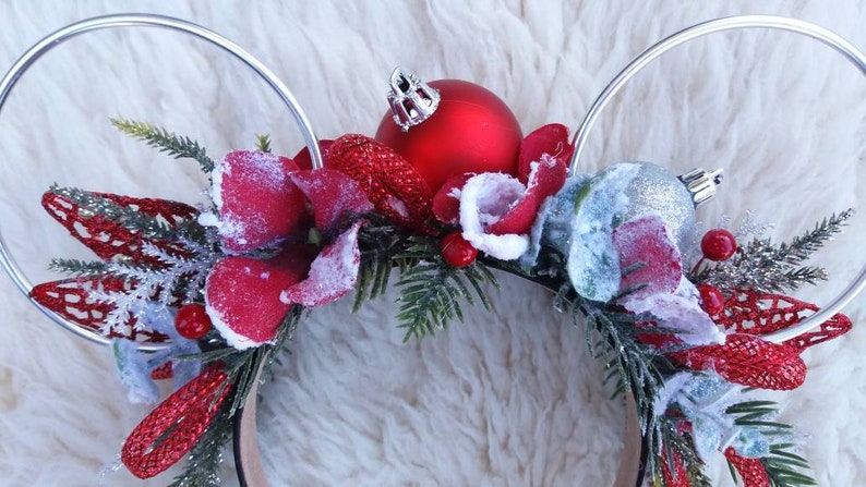 Christmas Disney Ears Inspired Floral Disney Ears Wire Ears Flower ...