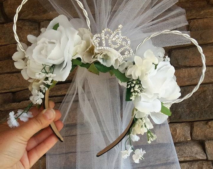 Bride / Wedding Disney Ears Inspired Floral Disney Ears Wire - Etsy