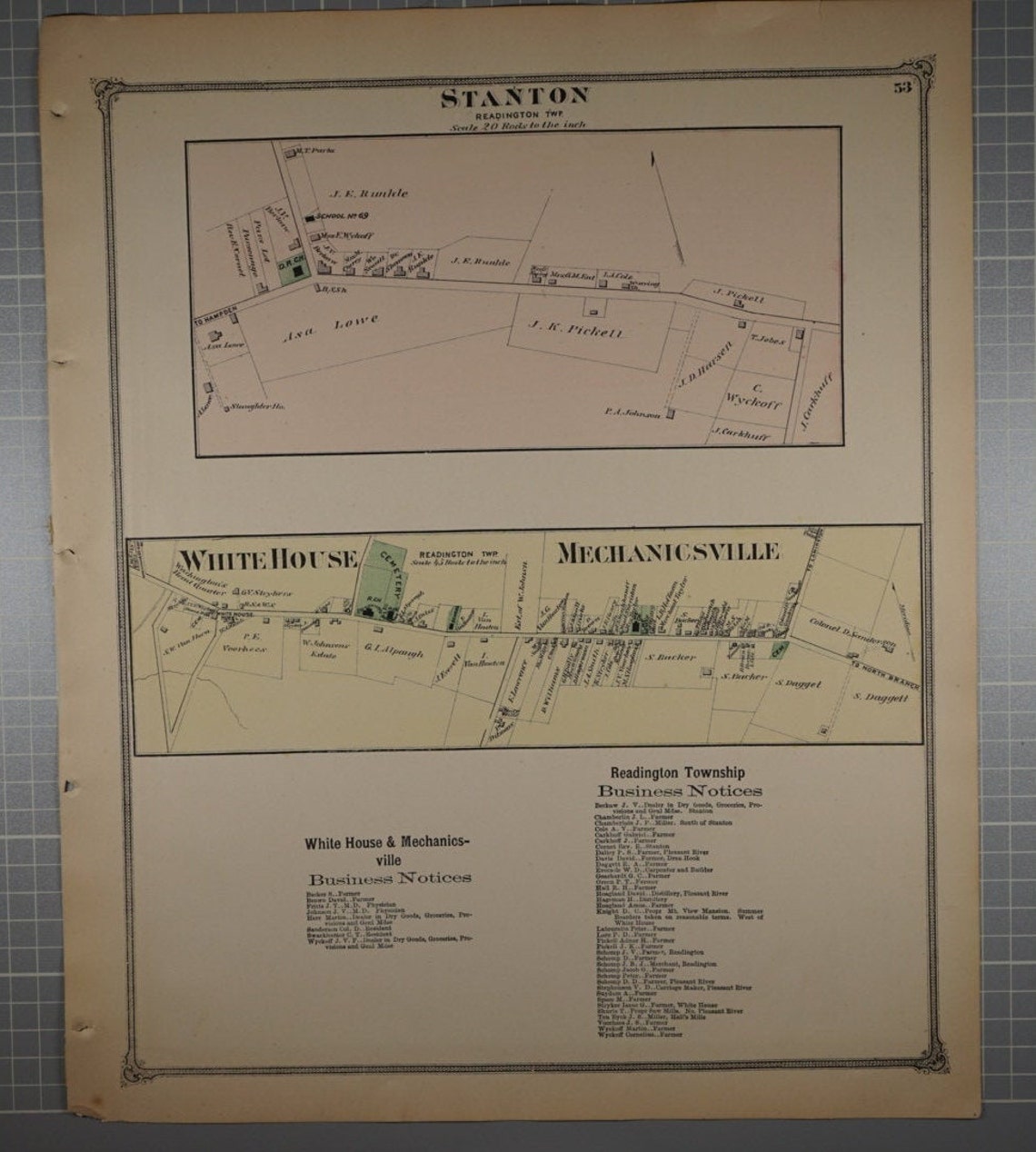 Stanton Whitehouse e Mechanicsville New Jersey Vintage Mappa - Etsy Italia