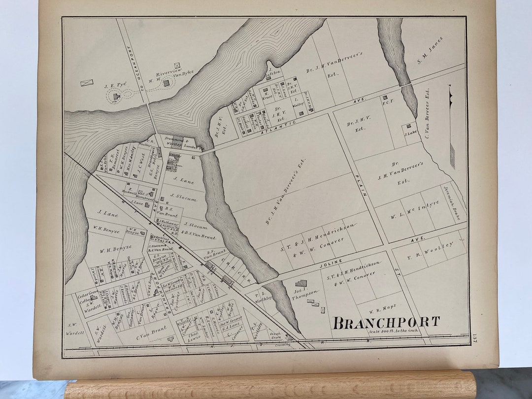 Original 1878 Map of Branchport/long Branch New Jersey - Etsy