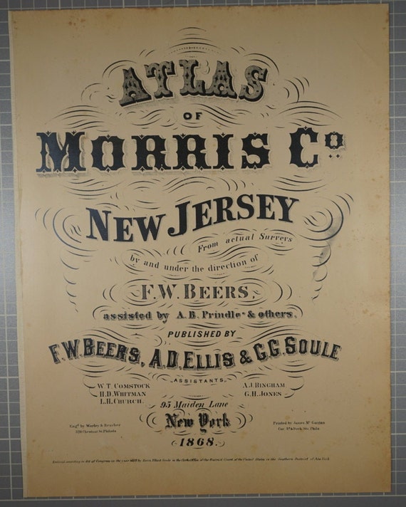 Original 1868 Map of Chester New Jersey by F.W. Beers and - Etsy