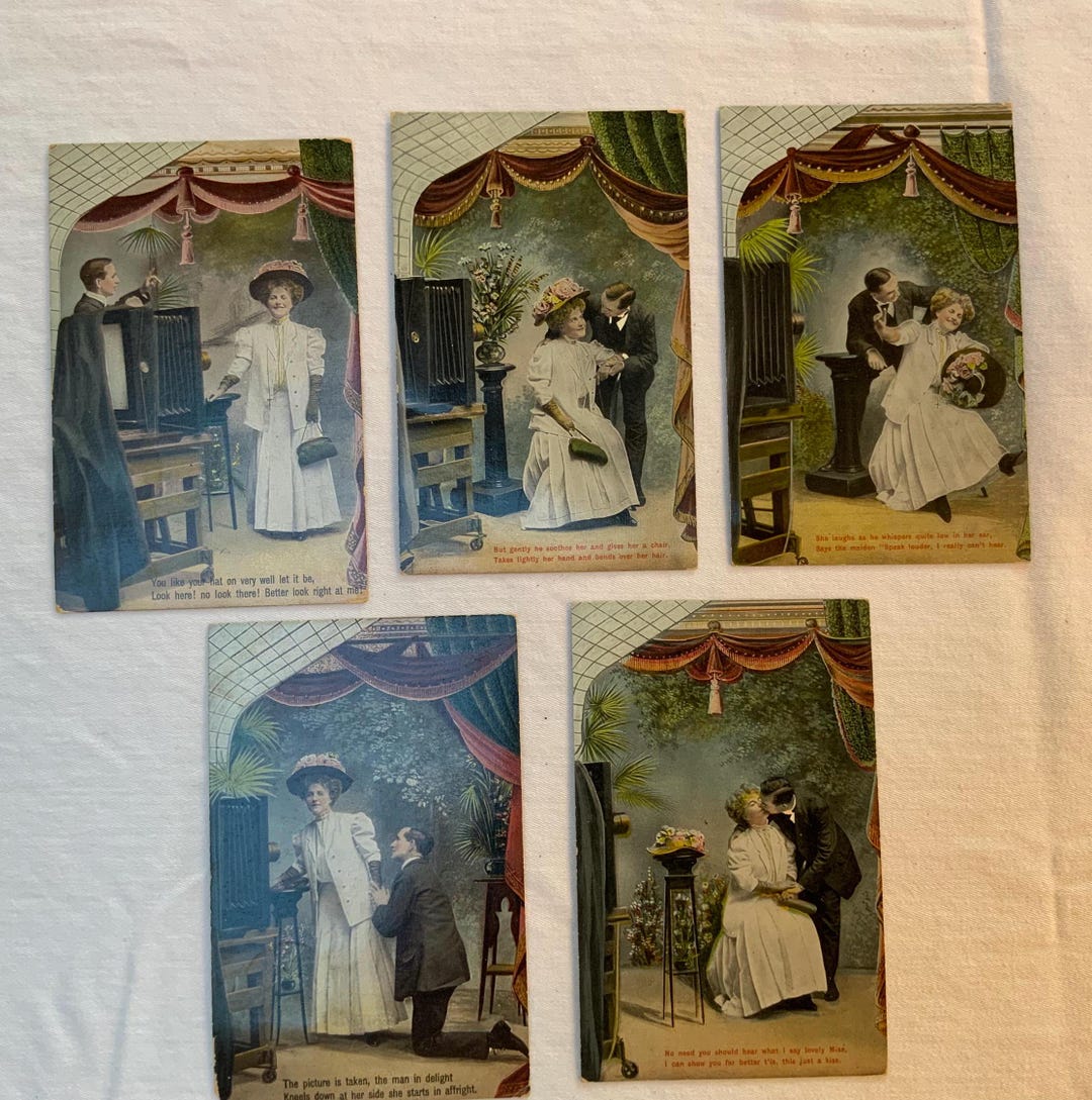 Romantic Set of 5 Postcards From the Early 1900’s - Fun! - Etsy