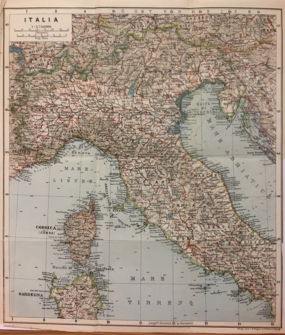1928 Vintage Map of Italy, 10.75x12 Inches, Excellent Condition! - Etsy