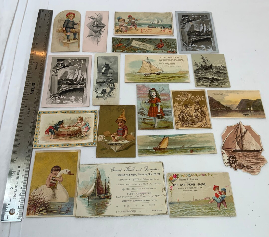 Antique Victorian Nautical Paper Trade Cards and Ephemera for Crafts - Etsy