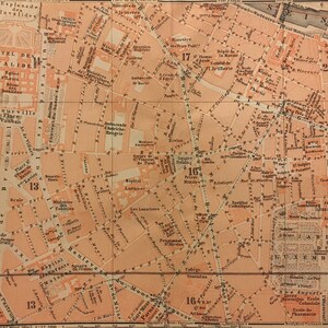IV. Invalides. Luxembourg, Map Print, Vintage, 8.5 X 6.25 Inches, 1913 ...