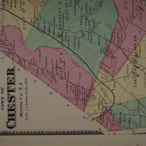 Original 1868 Map of Chester, New Jersey by F.W. Beers and Published by ...