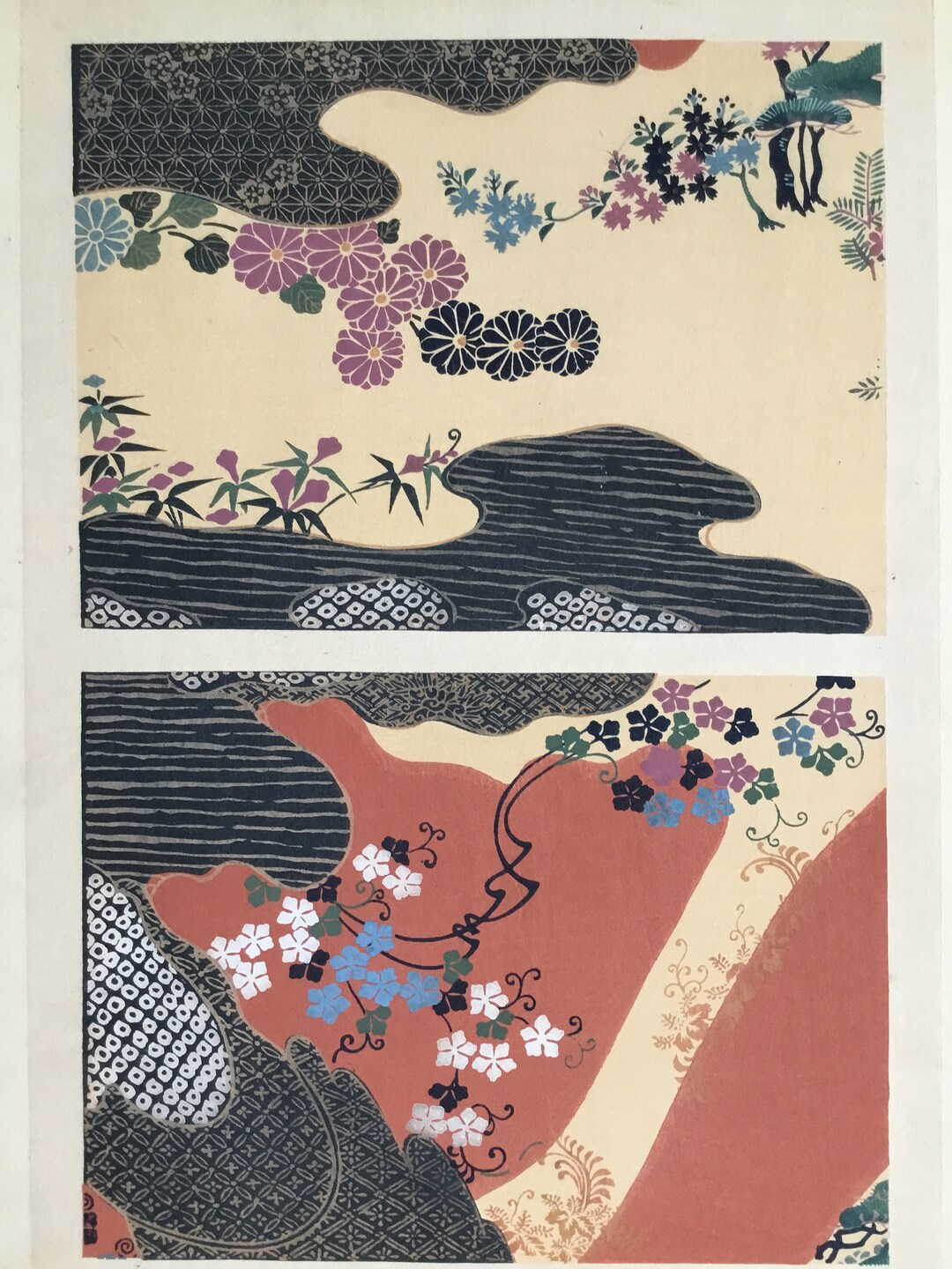 Traditional Japanese Decoration Print (nihon Soshoku Taikan) 1916 by Masao Kawabe, 9.75x14 ...
