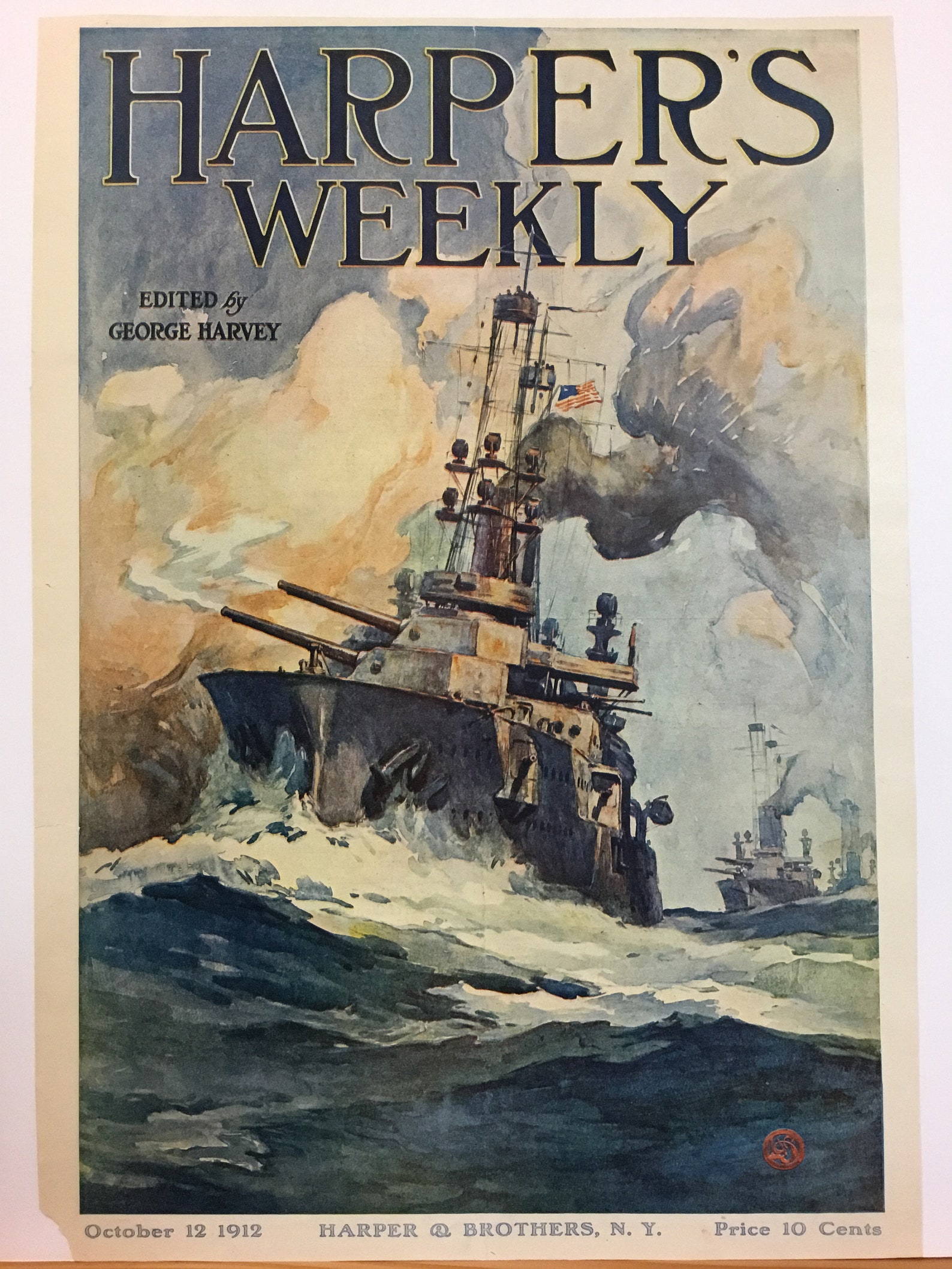 Harpers Weekly Original Cover, October 12, 1912, 10.5x15.75 Inches ...