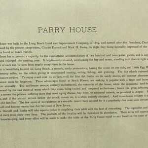 Original 1878 Print of the Parry House Hotel, Beach Haven, New Jersey ...