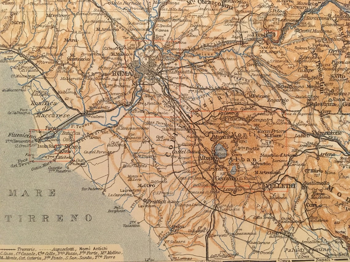 Mare Tirreno Map Print Vintage 8.25 X 6 Inches 1928 - Etsy