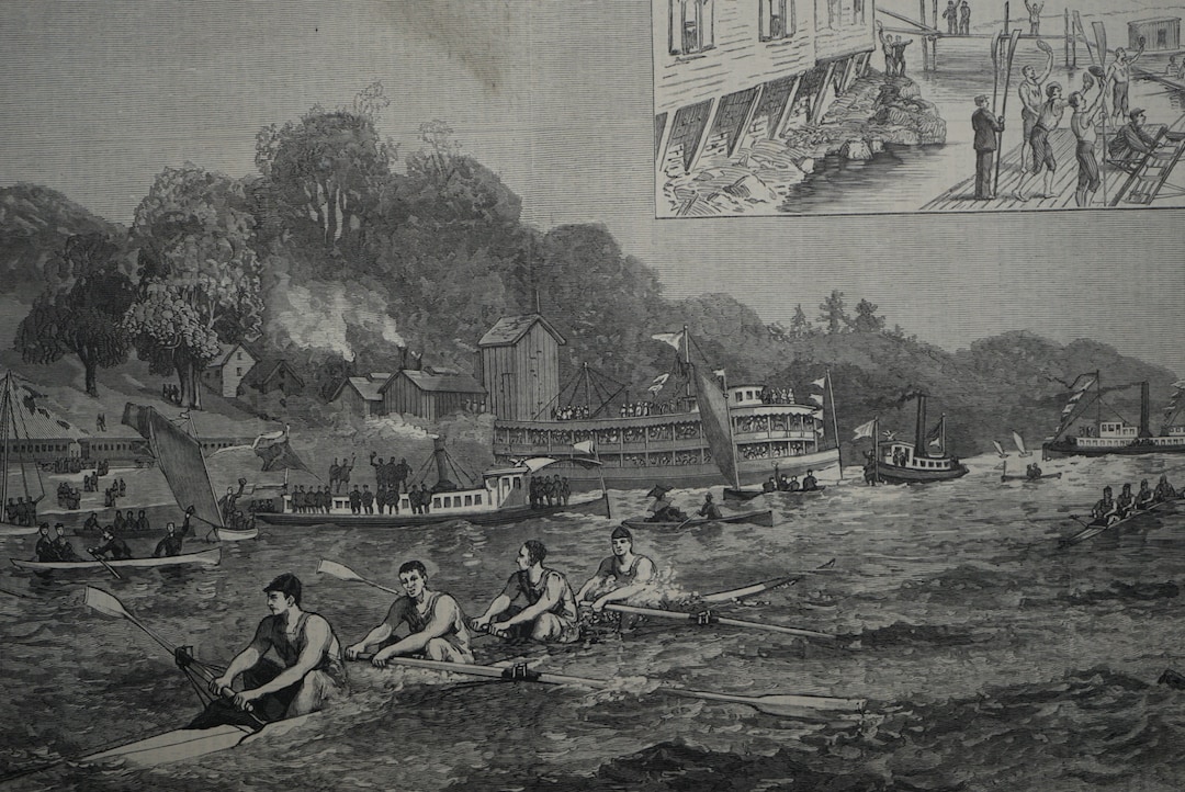 The Metropolitan Regatta, on the Hudson. Drawn by W.P. Snyder. Vintage ...