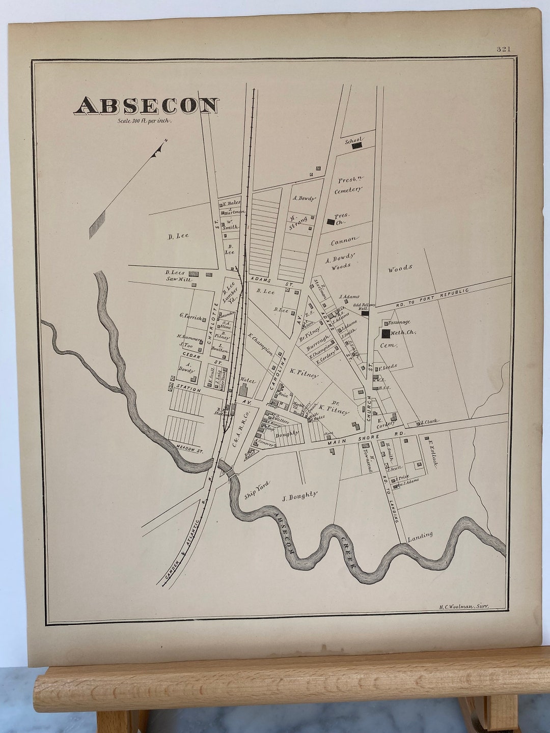 Original 1878 Map of Absecon, New Jersey - Etsy