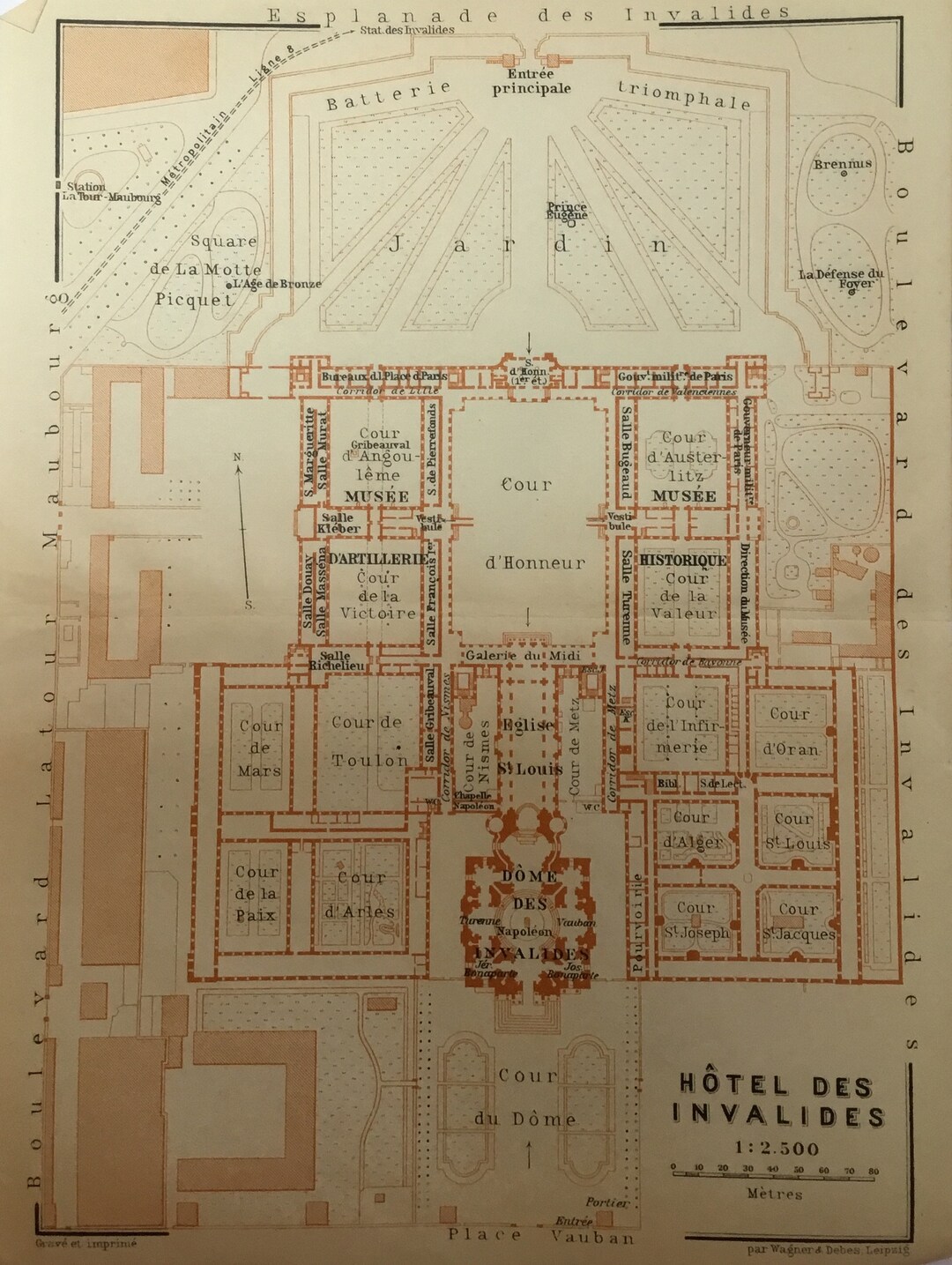 Hôtel Des Invalides Map Print 6.25x8.25 Inches, 1913, Paris, France - Etsy