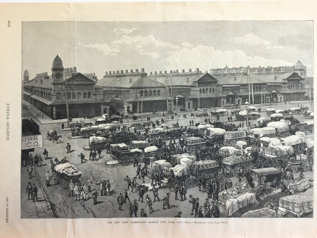 The New West Washington Market, NYC, December 29, 1888, Harpers Weekly ...