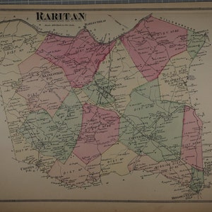 Original Vintage 1873 Map of Raritan, New Jersey - Etsy