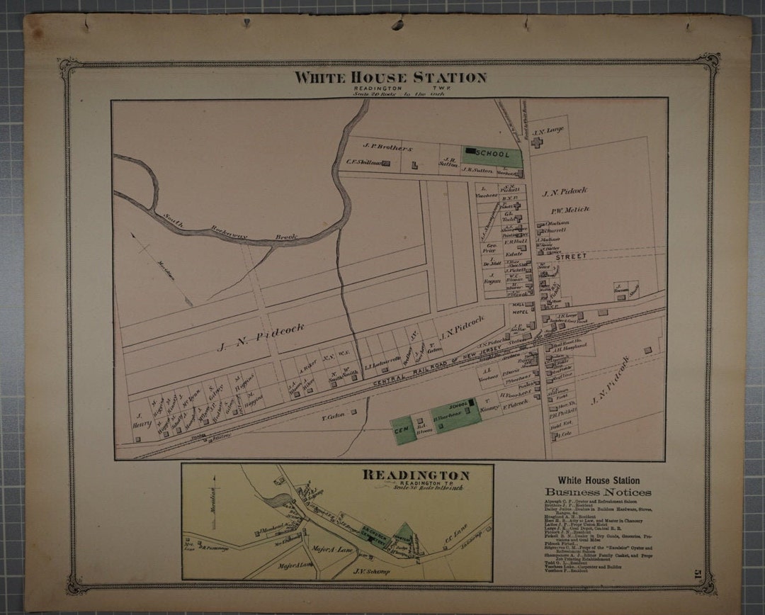 Vintage Map of White House Station and Readington, New Jersey 1873 - Etsy