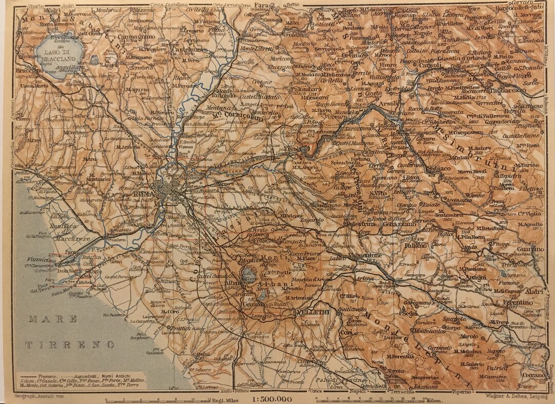Mare Tirreno, Map Print, Vintage, 8.25 X 6 Inches, 1928, Italian Coast ...