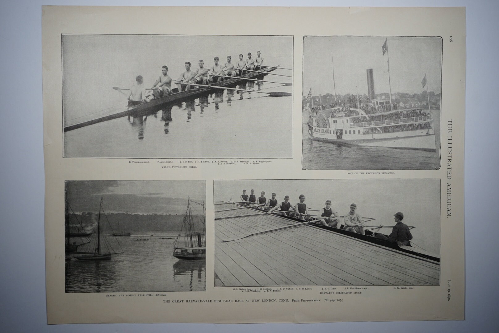 The Great Harvard-Yale Eight-Oar Race At New London, Conn. Vintage ...