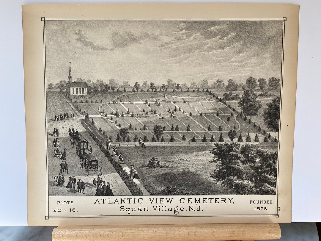 Original 1878 Print of Atlantic View Cemetery in Manasquan, New Jersey ...
