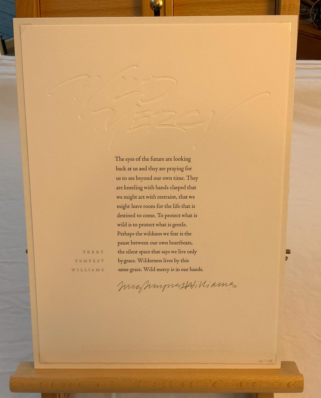 Terry Tempest Williams Broadsheet “wild Mercy” - 2003 Signed and ...