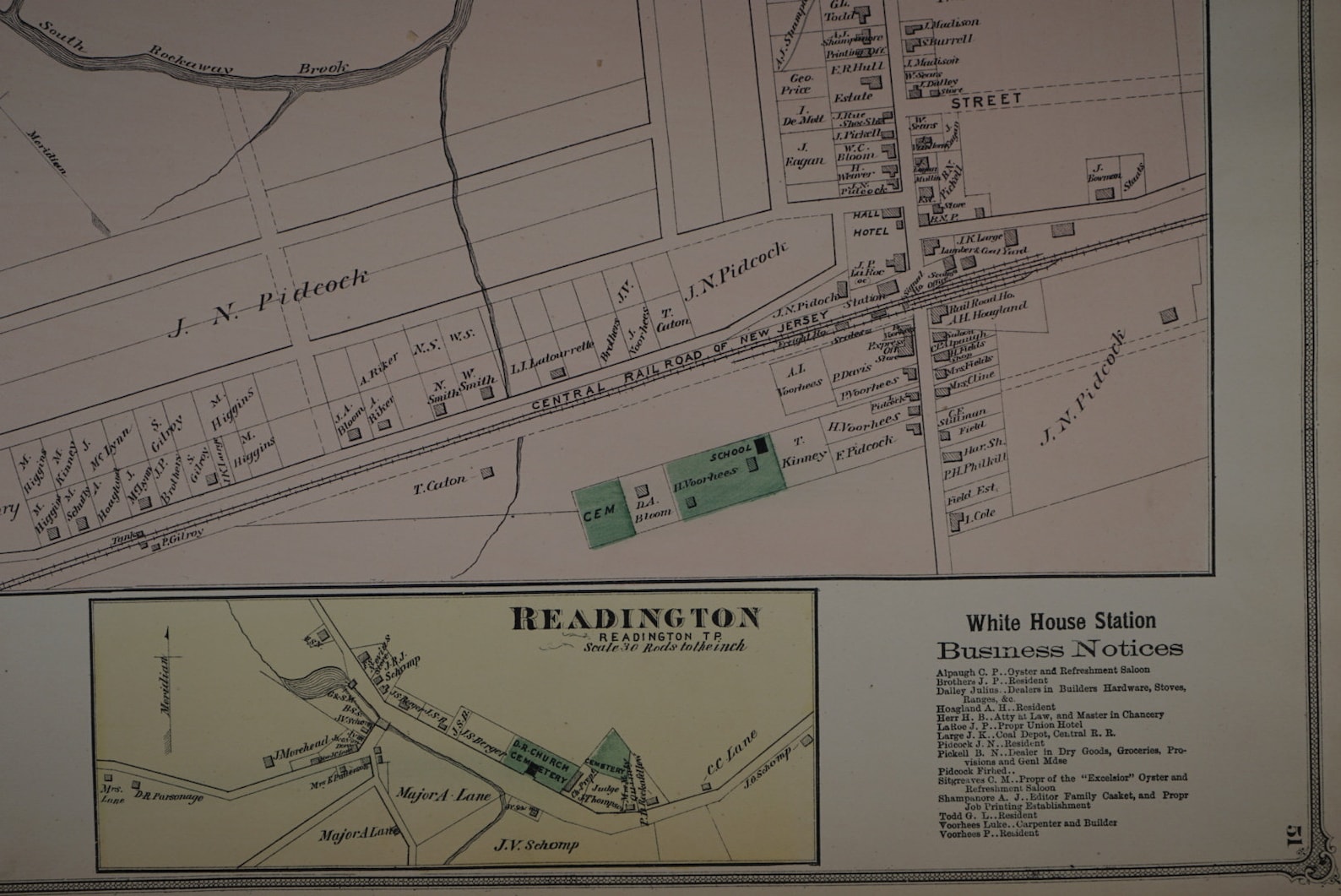 Vintage Map of White House Station and Readington, New Jersey 1873 - Etsy