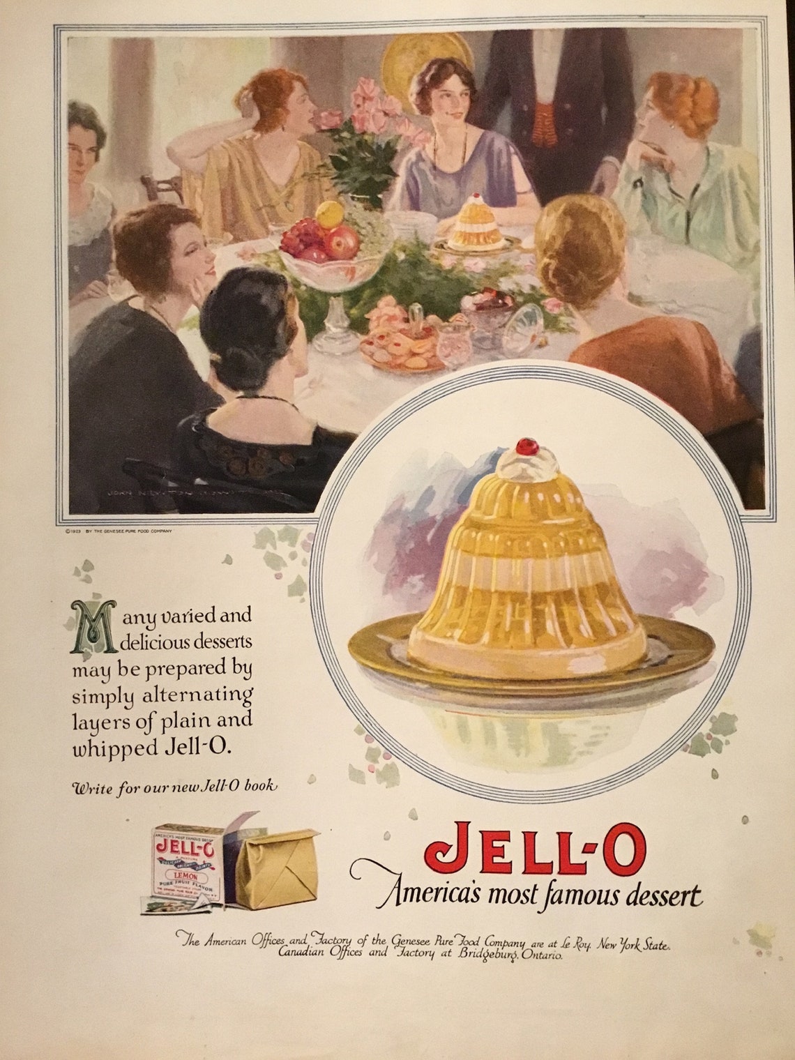 JELL-O Original Vintage Advertisement "america's Most Famous Dessert ...