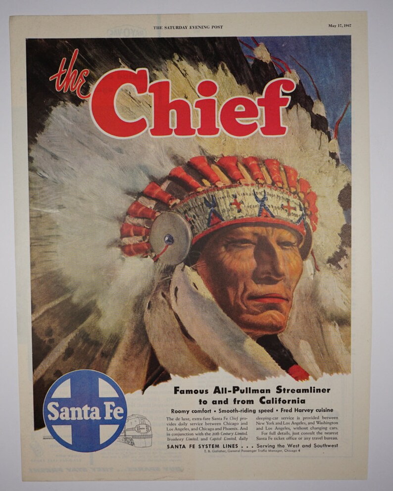 The Chief - Santa Fe Train Ad - Etsy