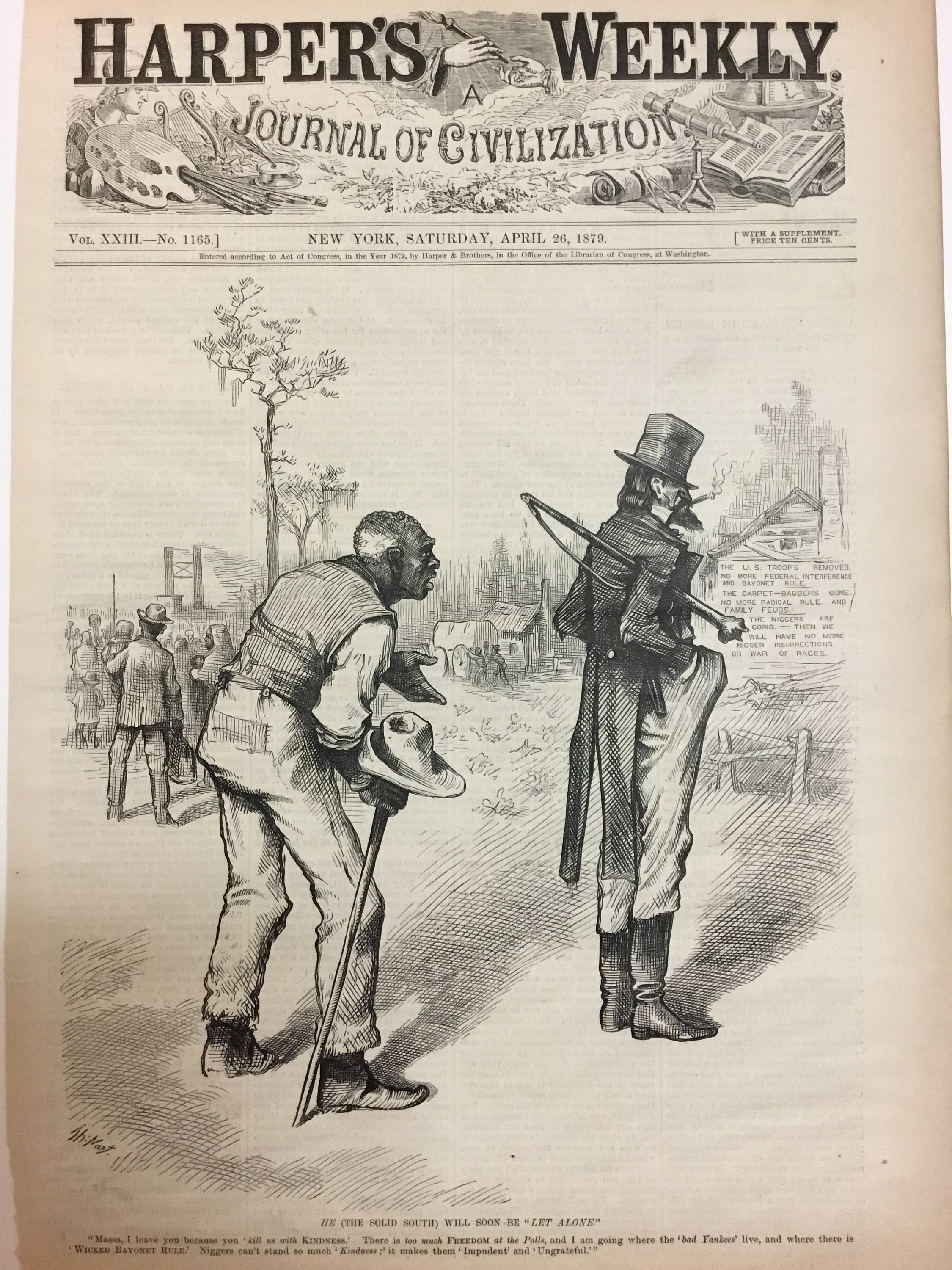 Political Cartoon Print He(The Solid South) Will Soon Be Let Alone ...