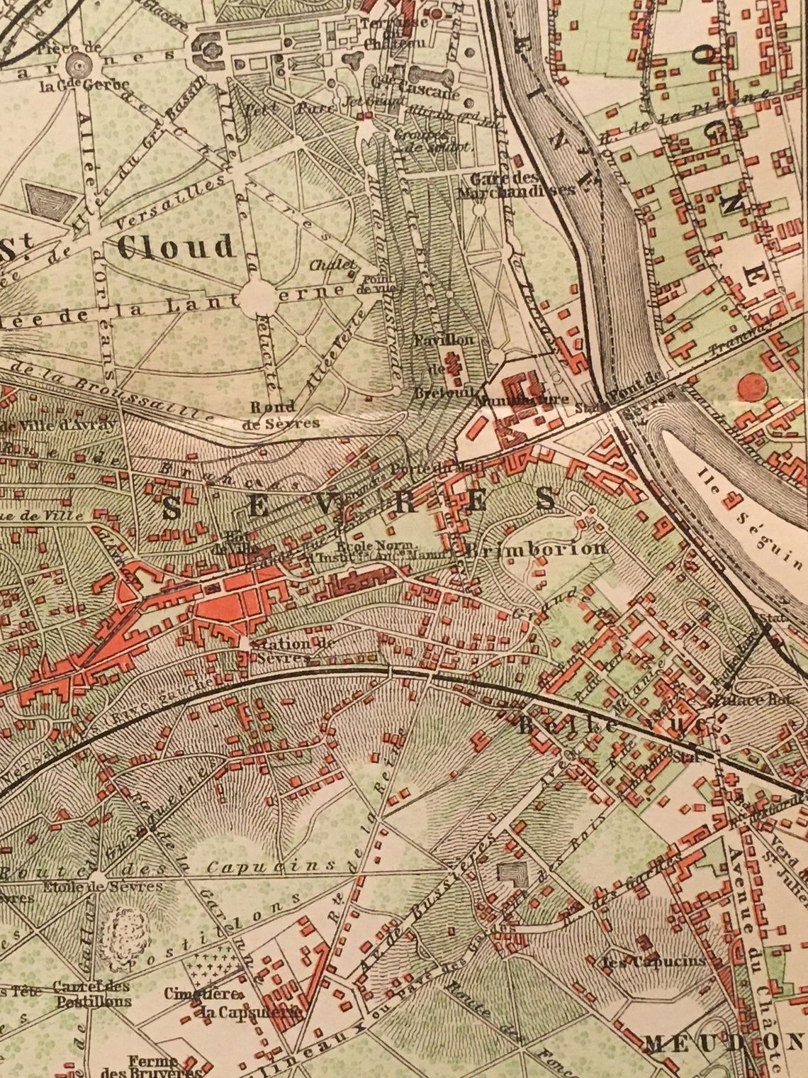 St. Cloud & Sèvres Map Print 6.25 X 8.25 Inches 1913 - Etsy