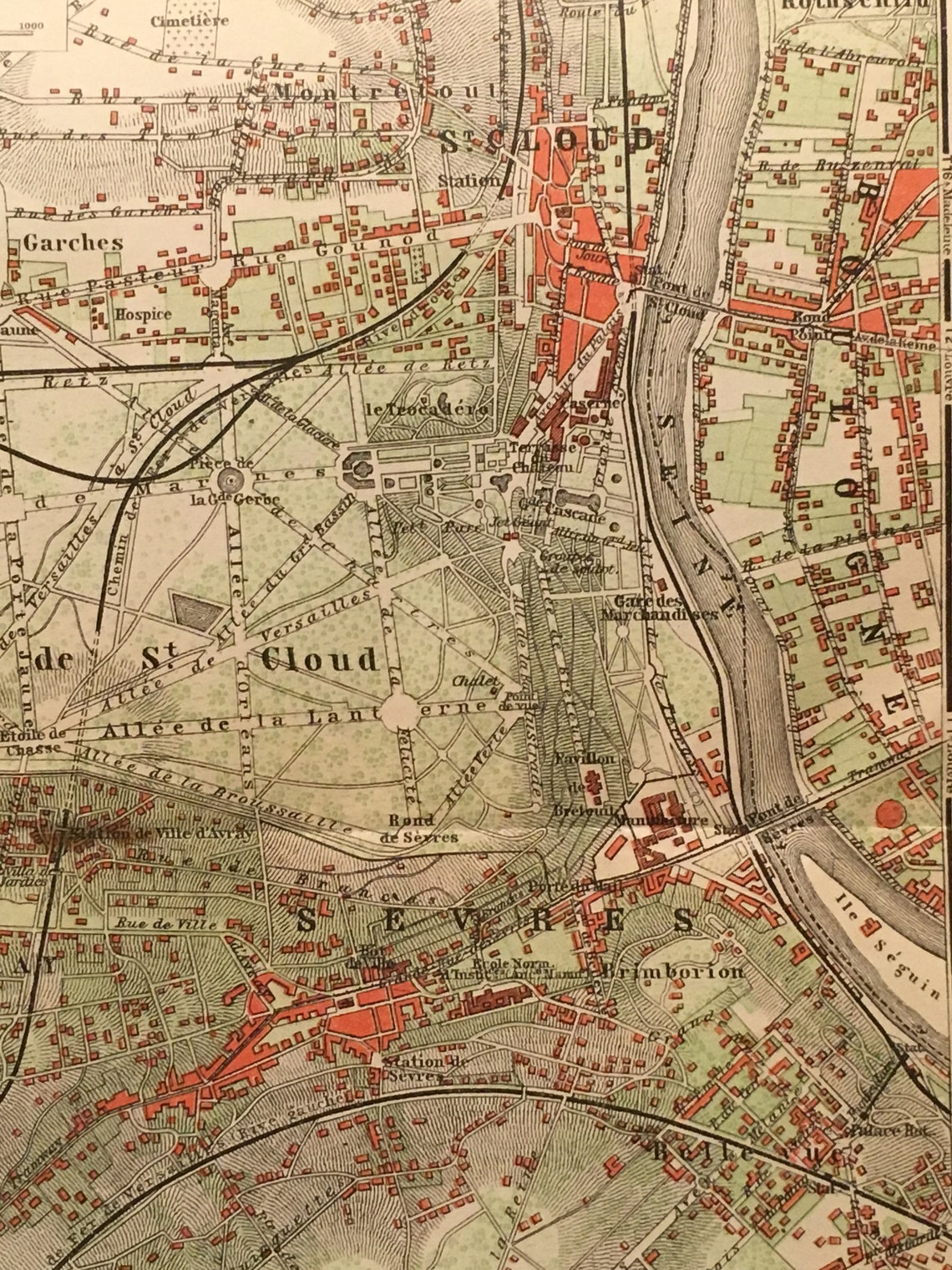 St. Cloud & Sèvres Map Print 6.25 X 8.25 Inches 1913 - Etsy