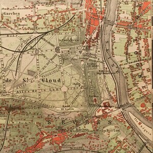 St. Cloud & Sèvres Map, Print 6.25 X 8.25 Inches, 1913, Sèvres, France ...
