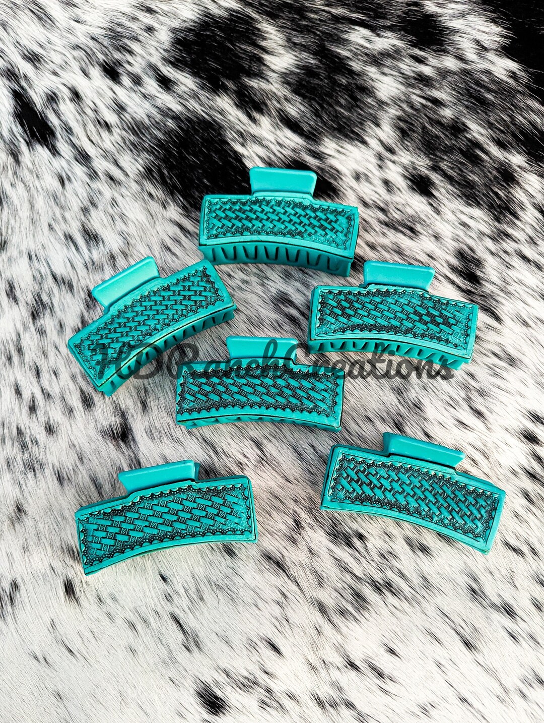 Tooled Turquoise Claw Clips Western Hair Clips - Etsy