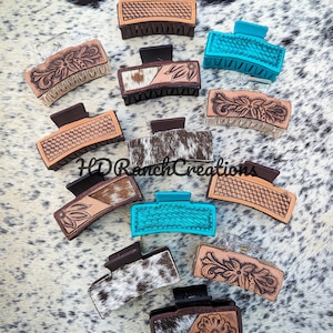 Tooled Leather Claw Clips Western Hair Clips - Etsy