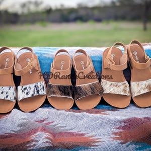Cowhide Kid Sandals - Western Slides - Etsy