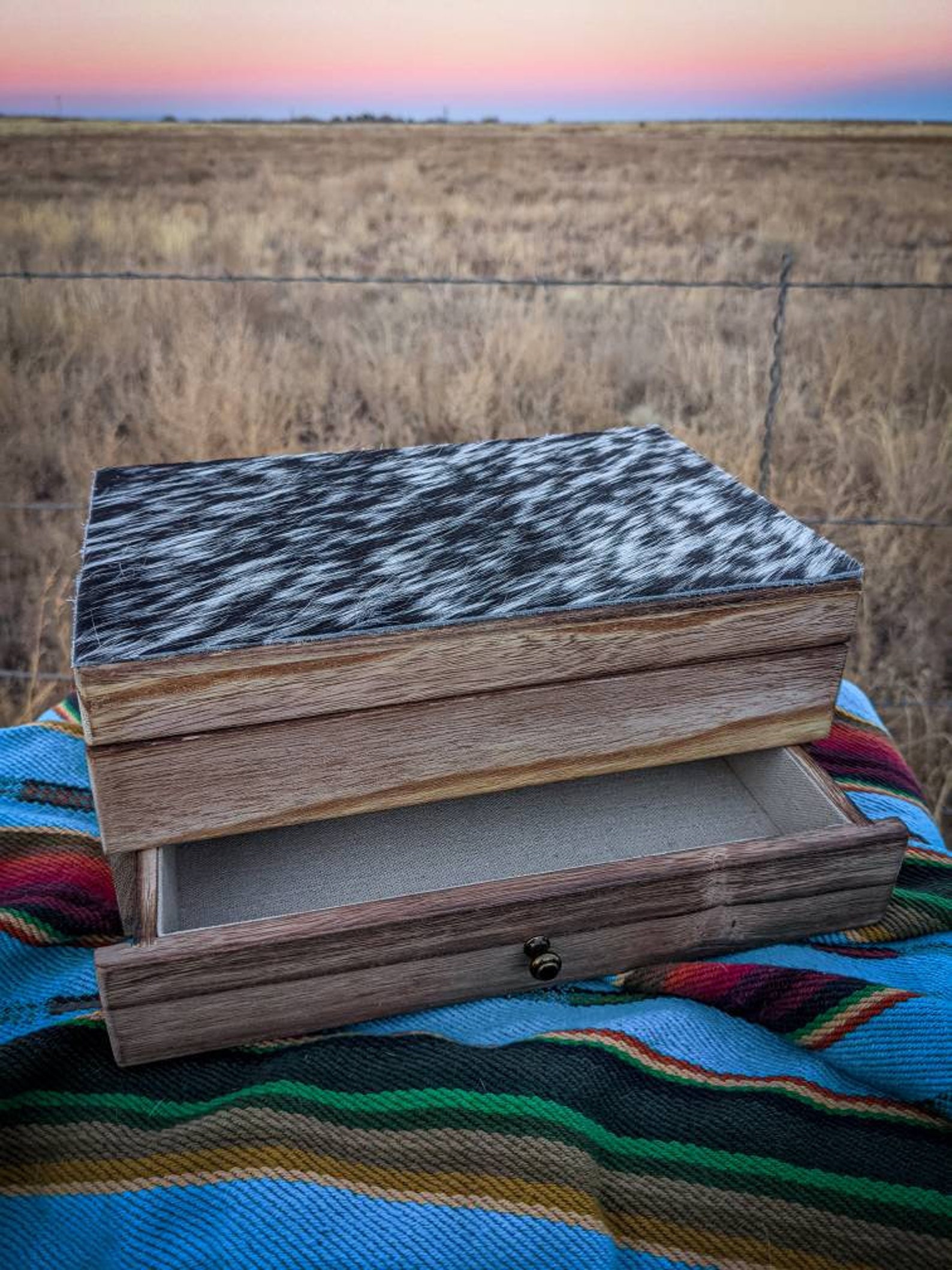Cowhide Wooden Jewelry Box Western Jewelry Box Jewelry - Etsy